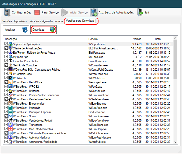 ELSIF | Procedimentos de Atualização