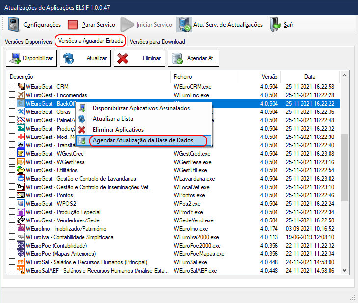 ELSIF | Procedimentos de Atualização