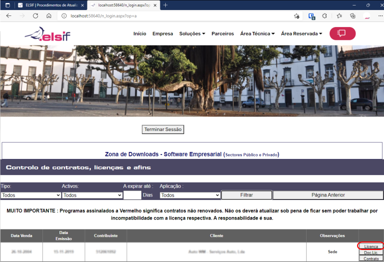 ELSIF | Procedimentos de Atualização